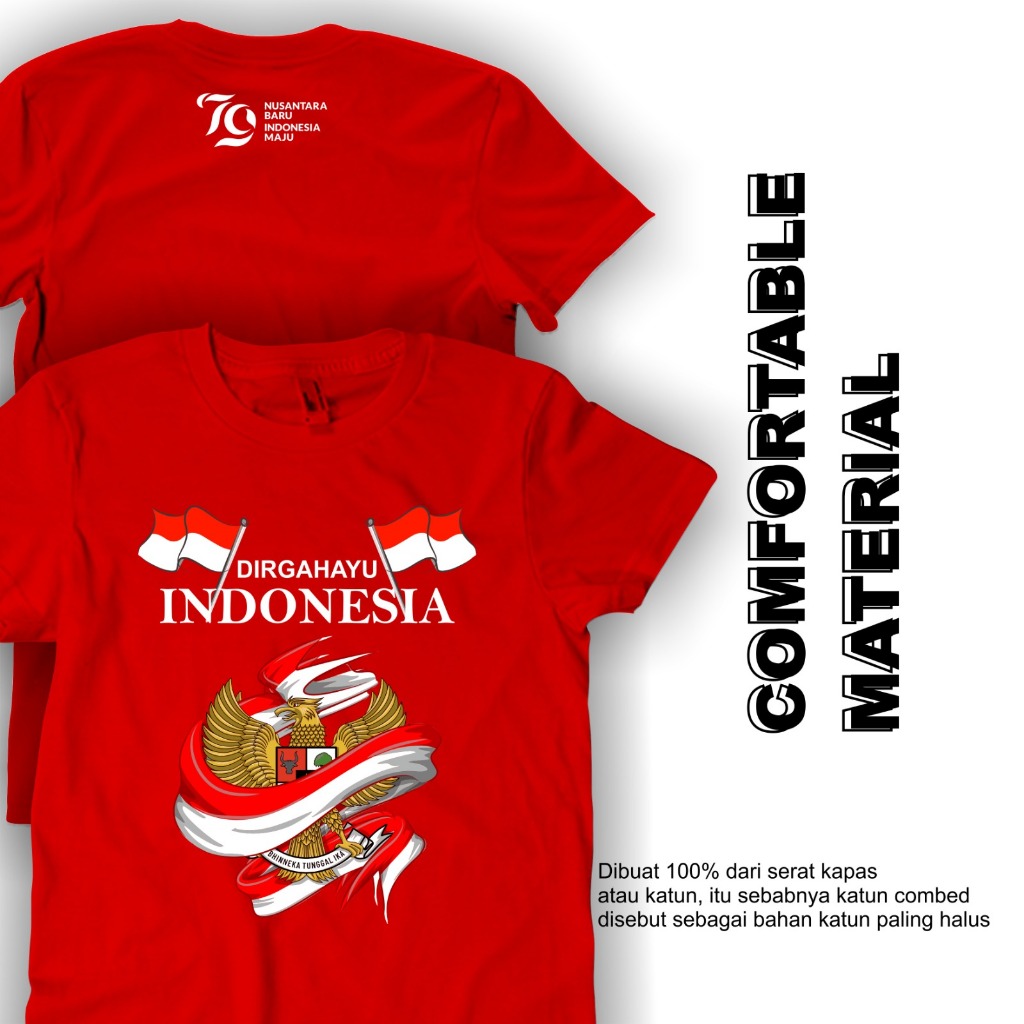 Jual Kaos Dirgahayu Indonesia 79 Kaos Kemerdekaan 2024 Kaos 17 Agustus 2024 Kaos Sablon Custom ...