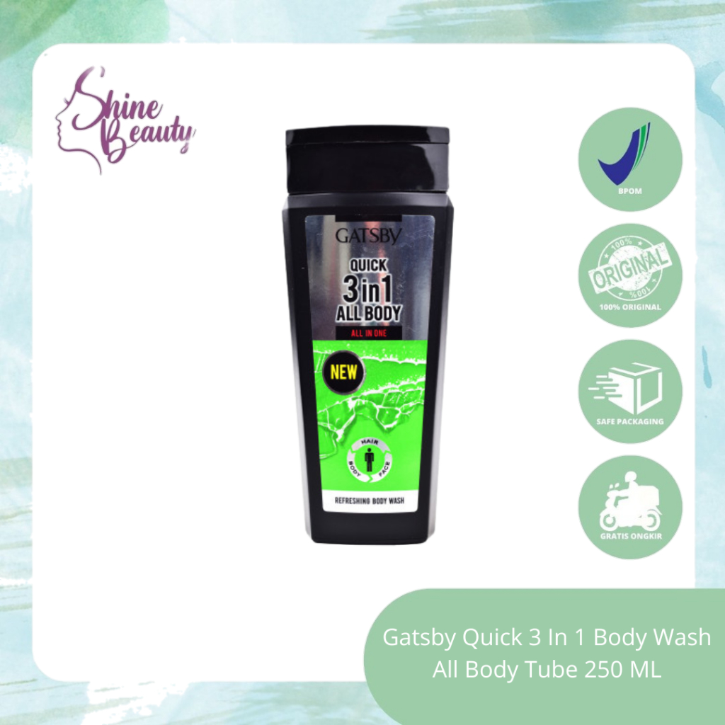 Jual Gatsby Quick 3 In 1 Body Wash All Body Tube 250 ML | Shopee Indonesia