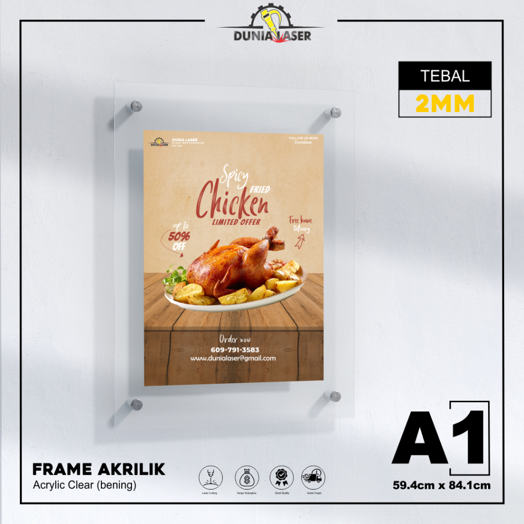 Jual Frame Bingkai Display Poster Akrilik Menu Dinding - Ukuran A1 ...