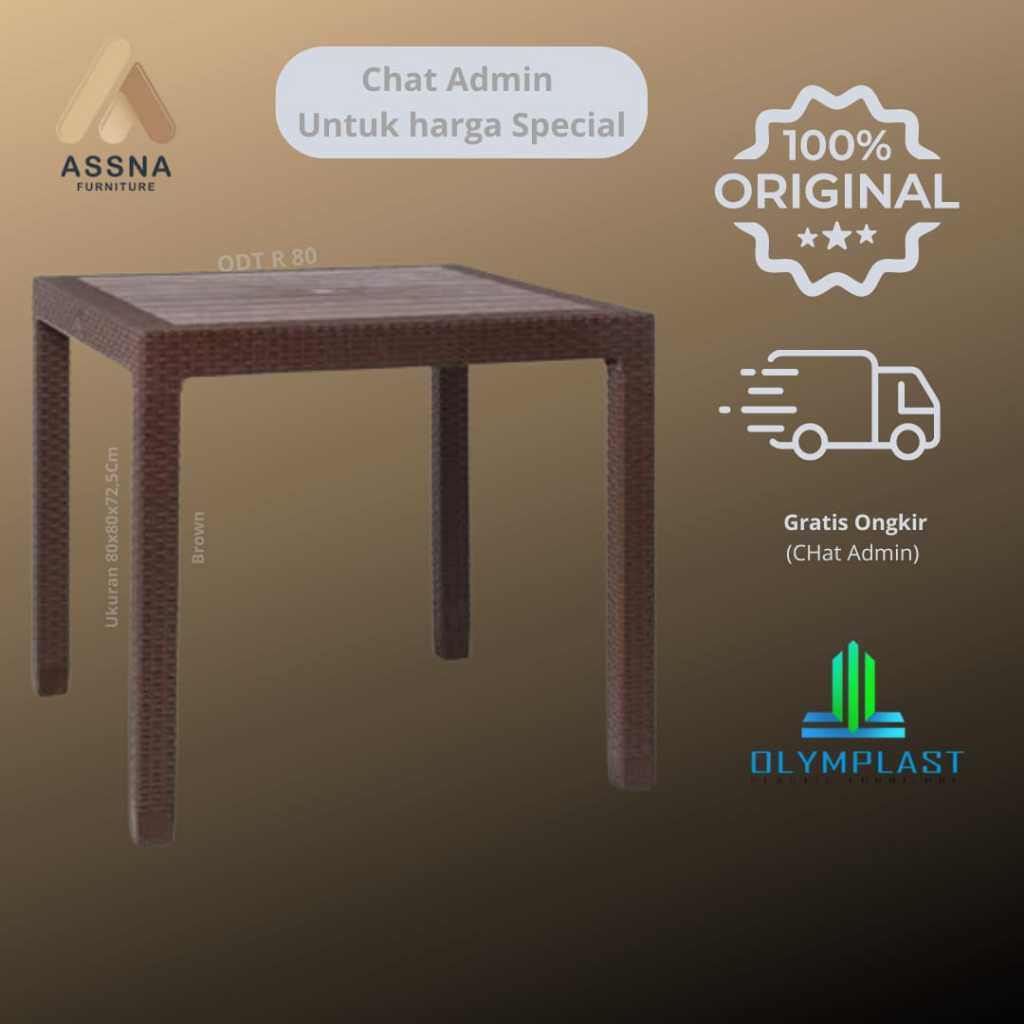 Jual Meja Makan Kantin Resto Dining ODT R 80 Dinner Table Plastik Rotan ...