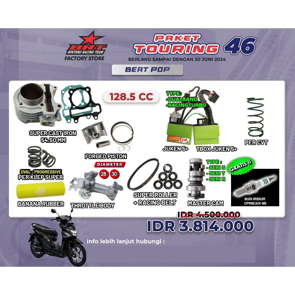 Jual PAKET TOURING 46 BEAT POP ESP BRT - BLOK PISTON + ECU JUKEN + PER ...