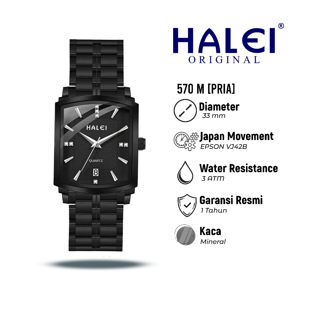 Jual Halei 570 M Jam Tangan Pria Halei Original Anti Air Rantai ...