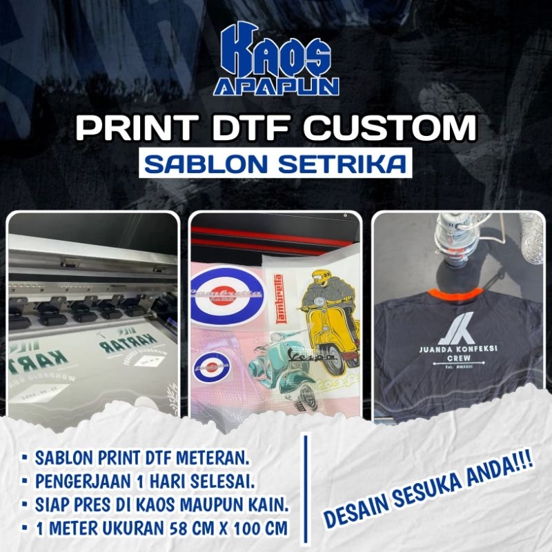 Jual Sablon Print DTF Setrika Meteran 1 Hari Selesai Ukuran A5 A4 A3 A2 Siap Press 1 Meter ...