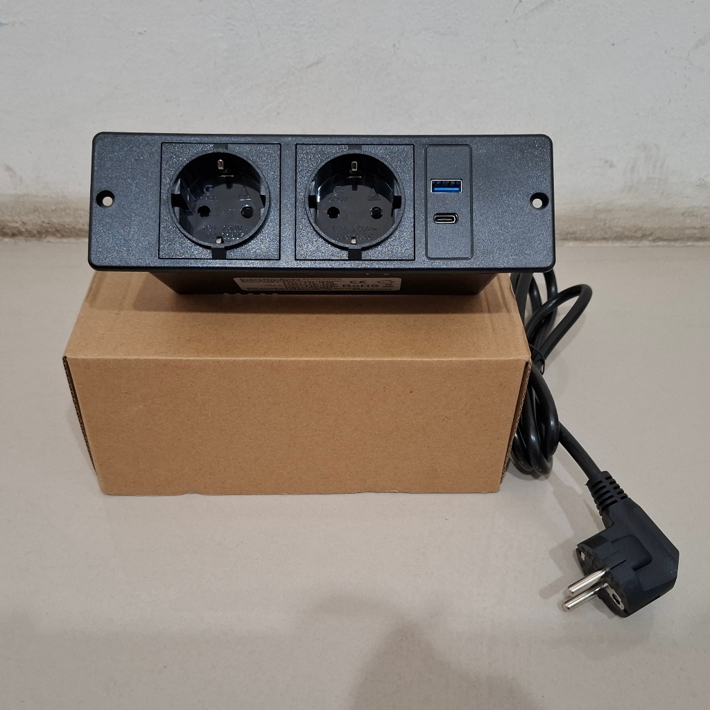 Jual STOPKONTAK TANAM PAKAI KABEL MEJA MEETING KANTOR HITAM USB PLUS ...