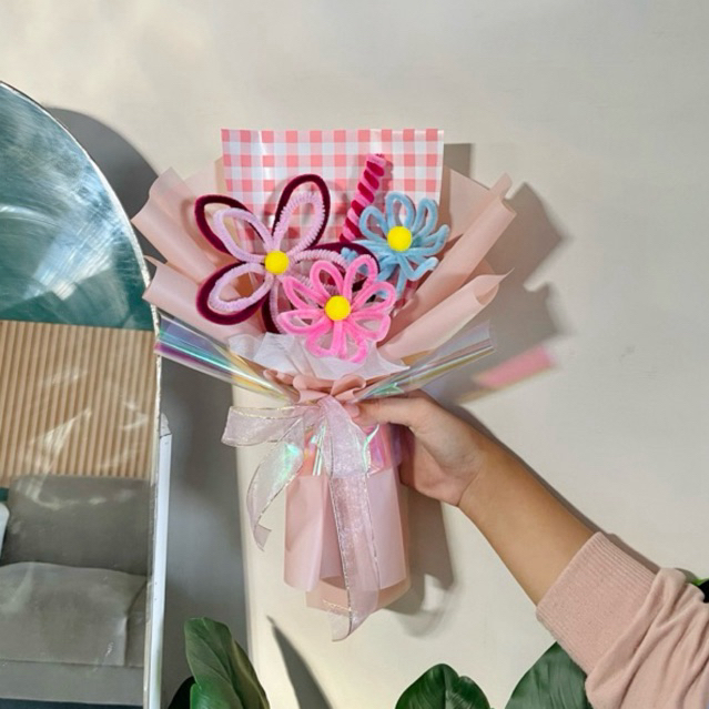 Jual 𝐏𝐀𝐏𝐄𝐑𝐔𝐒𝐇 [BKB01] Buket Kawat Bulu Bunga Matahari Sunflower Tulip ...