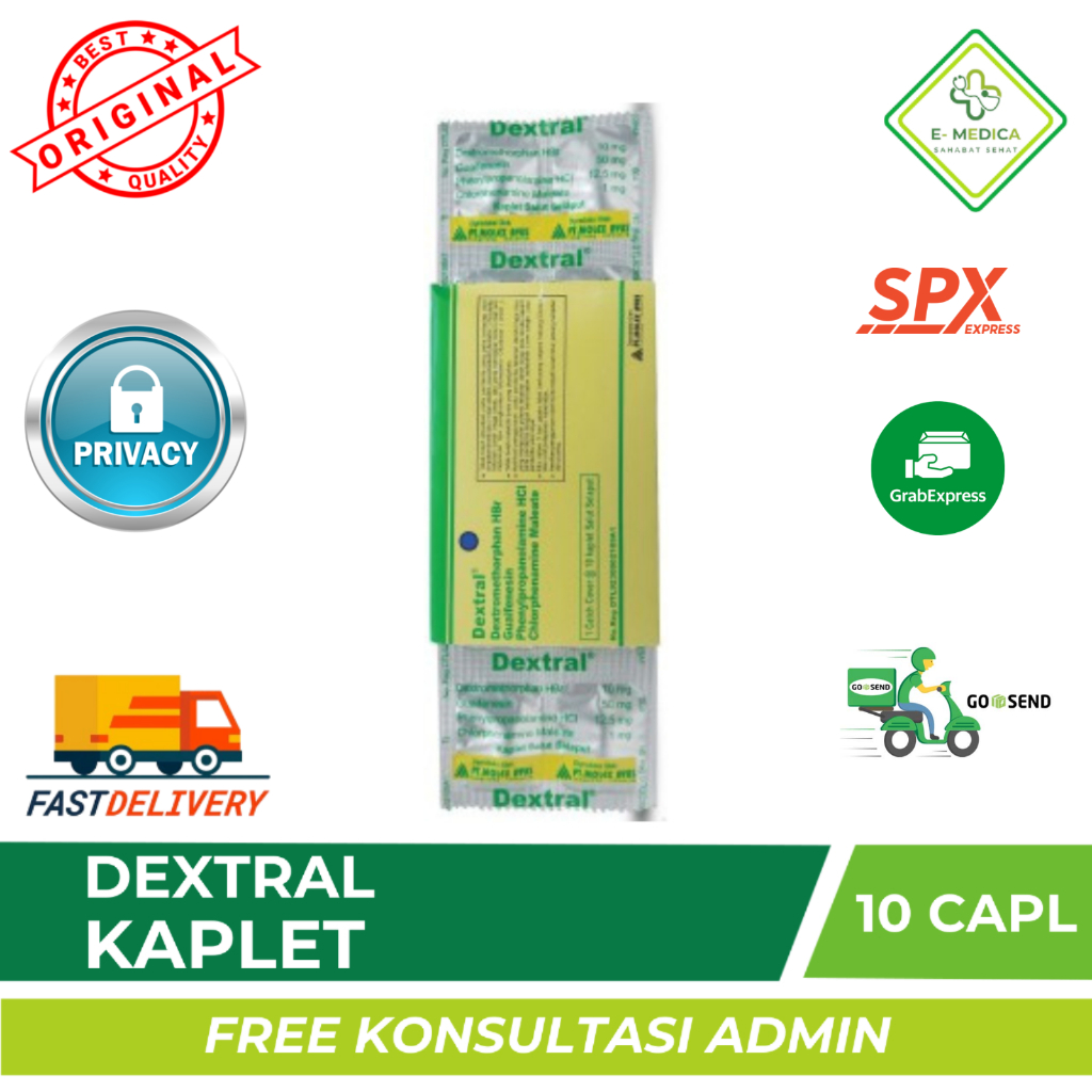 Jual ⚡FAST⚡ Dextral Kaplet - Mengatasi Gejala Flu dan Batuk | Shopee ...