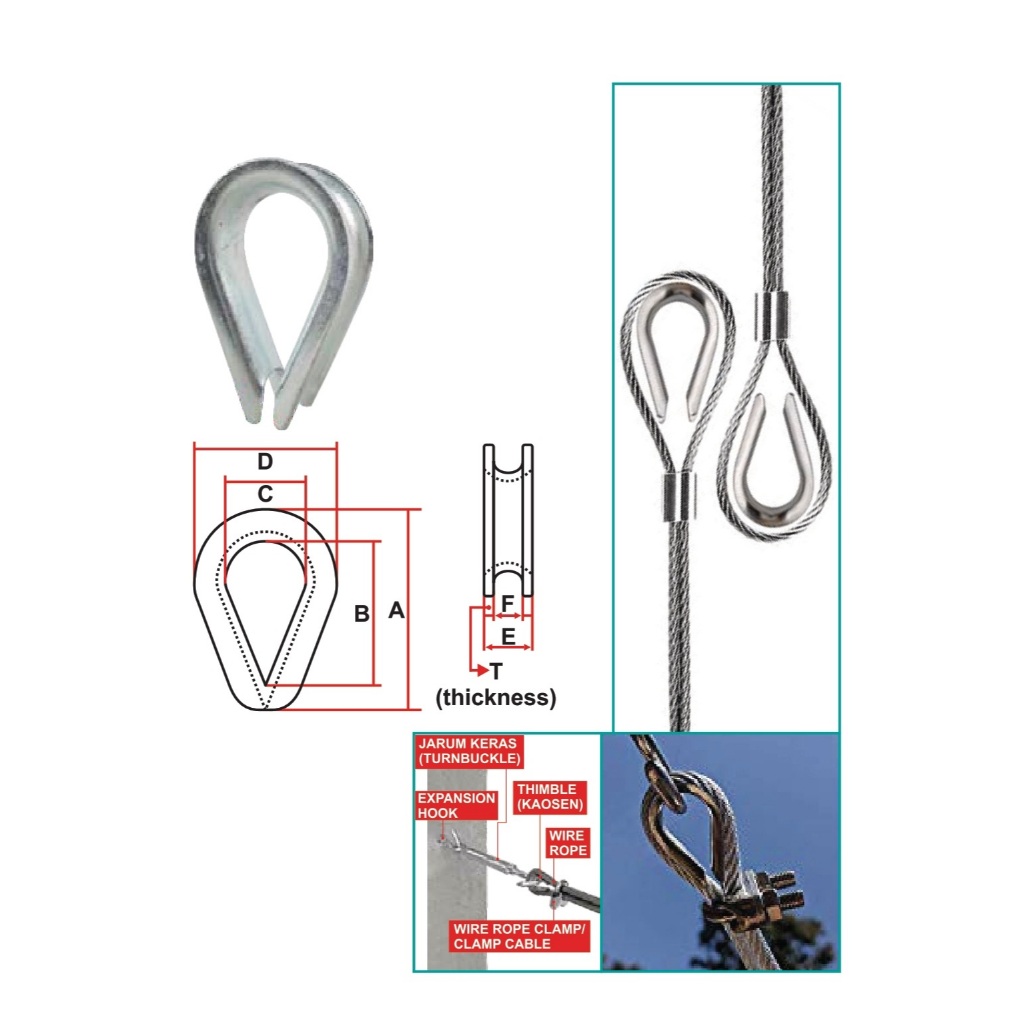 Jual kaosen wire rope thimble seling pelindung tekukan seling kausen ...