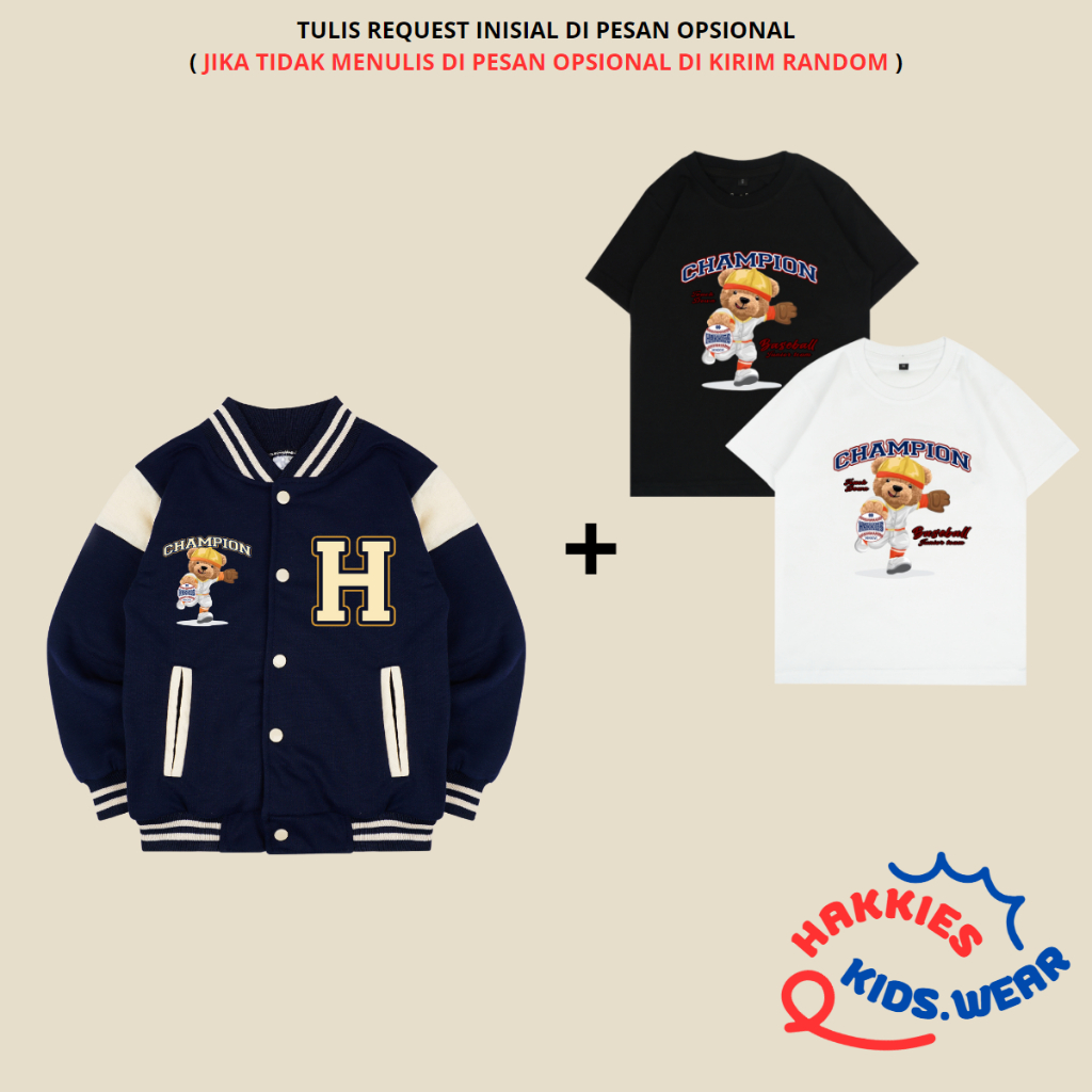 Jual HAKKIES Varsity Jacket Baseball Champion Anak Inisial A-Z Laki ...