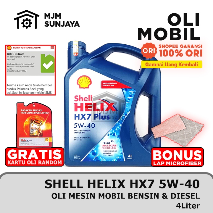 Jual Oli Mesin Shell Helix HX7 Plus SAE 5W-40 4 Liter SCAN BARCODE ...
