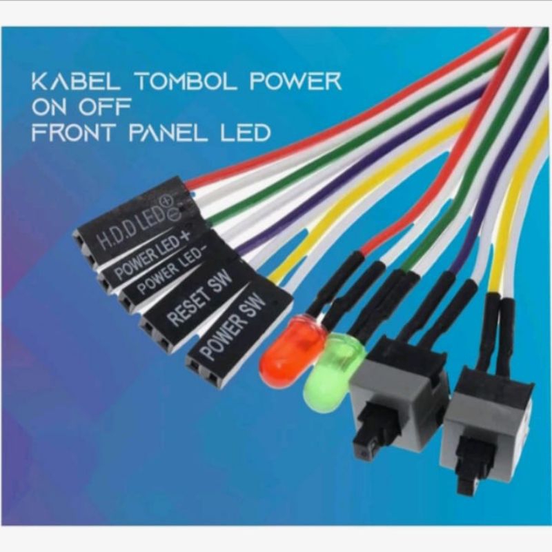 Jual Kabel front Panel 2 POWER SW RESET 2 LED CPU tombol power PC cable ...