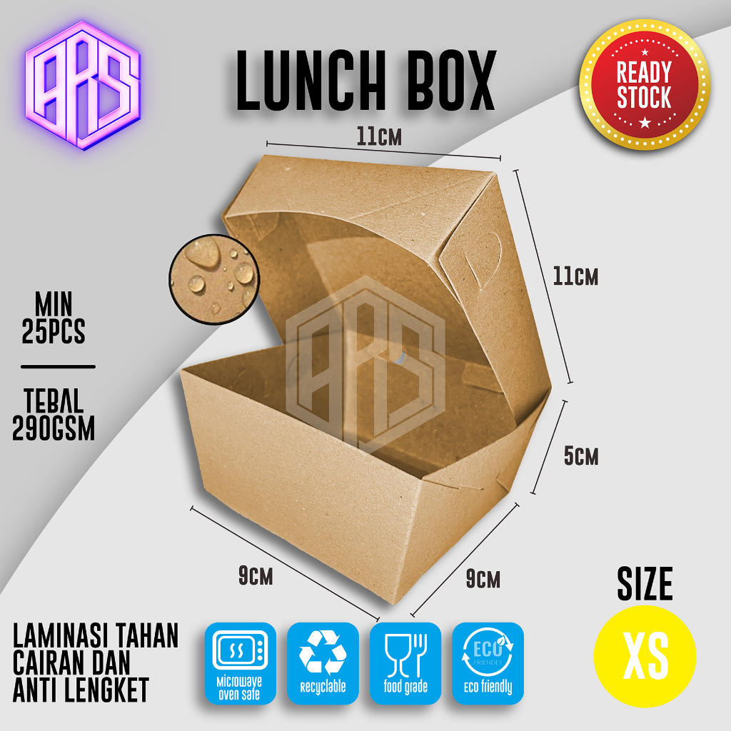 Jual Luch Box Size XS 290gsm Kotak Makanan Dimsum Bola Ubi Paper Kraft ...