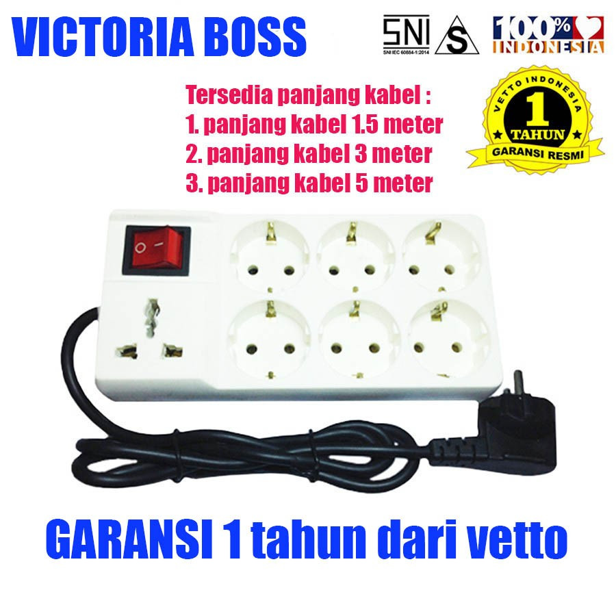 Jual VICTORIA BOSS Stop Kontak 7 lubang R7 1.5m 3m 5m Universal SNI ...