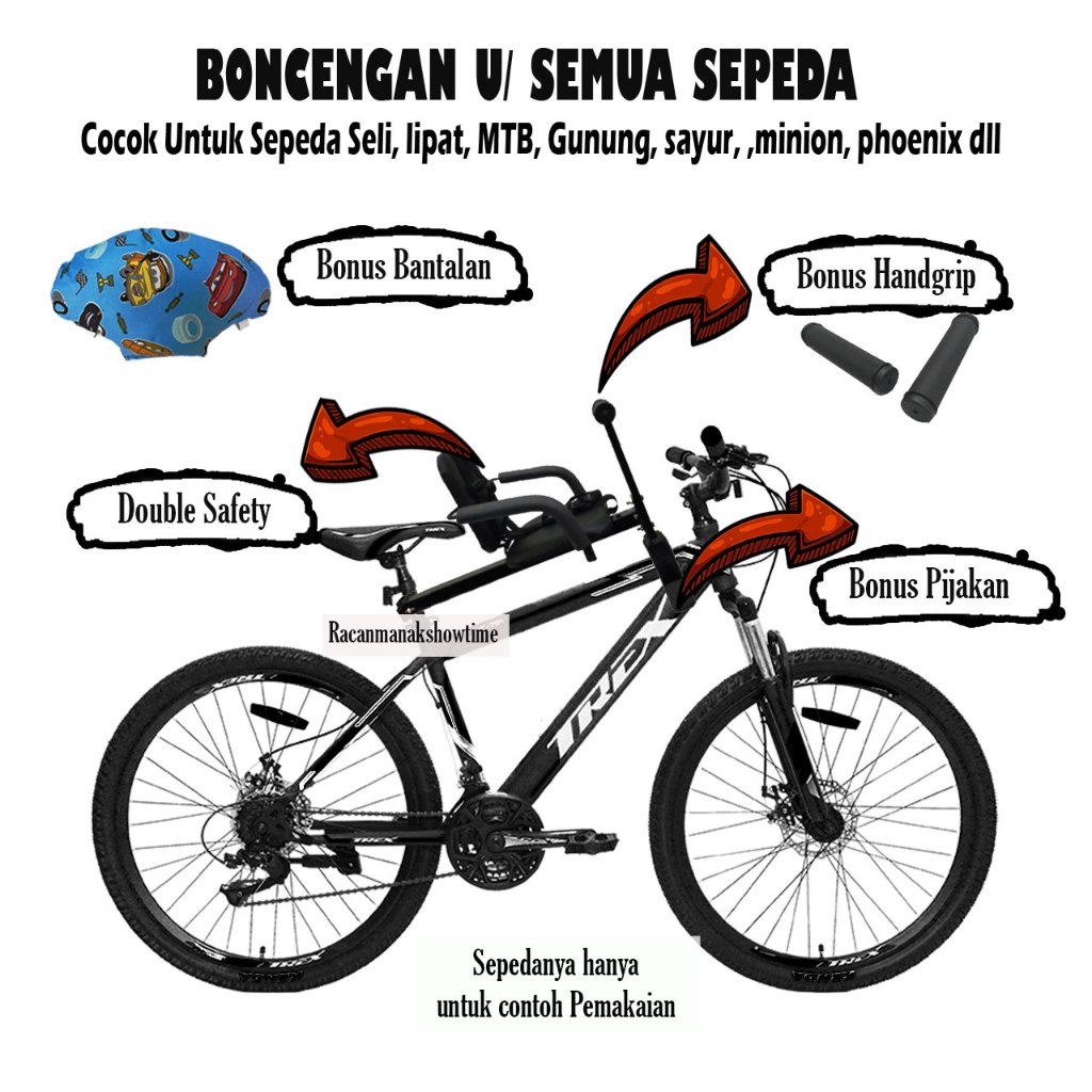 Jual [FREE BANTAL SETIR DAN HANDGRIP] Kursi Boncengan Sepeda Boncengan ...