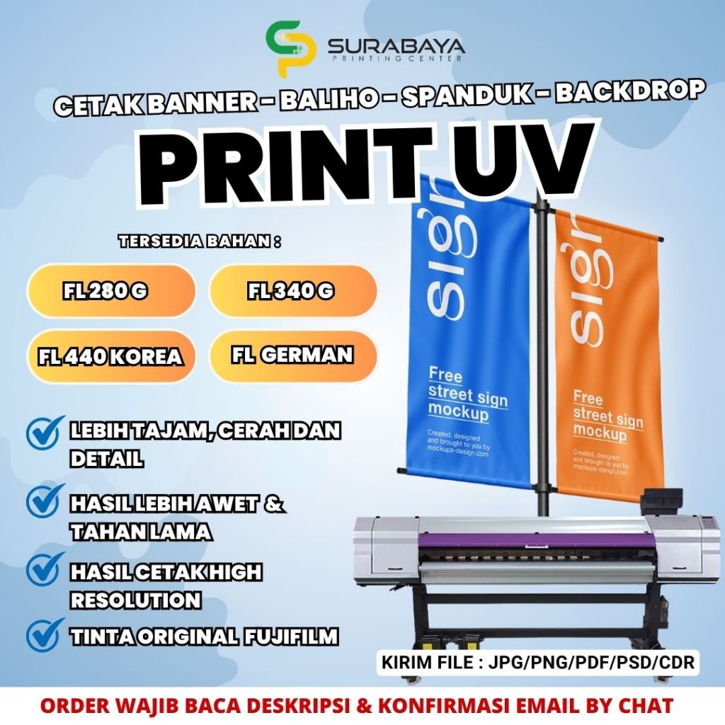 Jual [BANNER PRINT UV] CETAK BANNER BAHAN FRONTLITE FL 280 / FL 340 / FL 440 KOREA / FL GERMAN ...