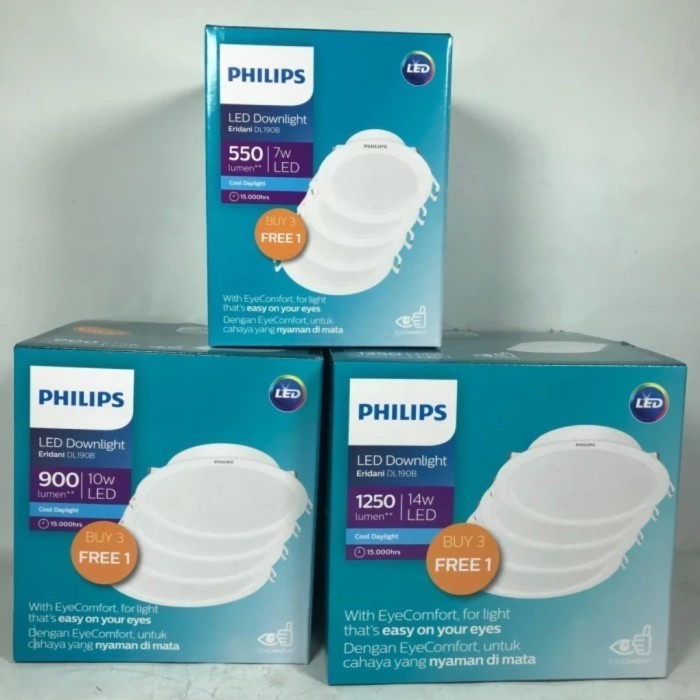 Jual Lampu Downlight Led Philips Eridani 14 Watt DL190B Multipack Pack ...