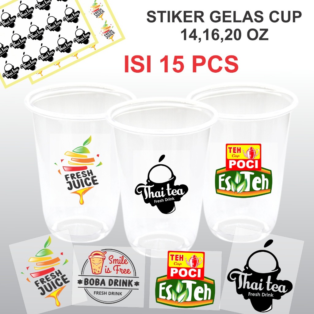 Jual Stiker Label Minuman Gelas Plastik Stiker Label Boba Juice Isi 15 ...