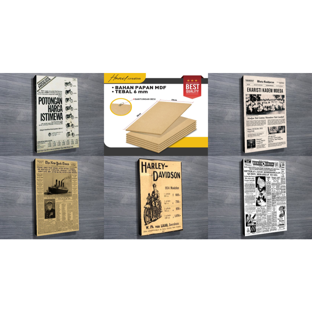 Jual Hiasan Dinding Aesthetic Poster Kayu MDF - Poster Koran Vintage ...