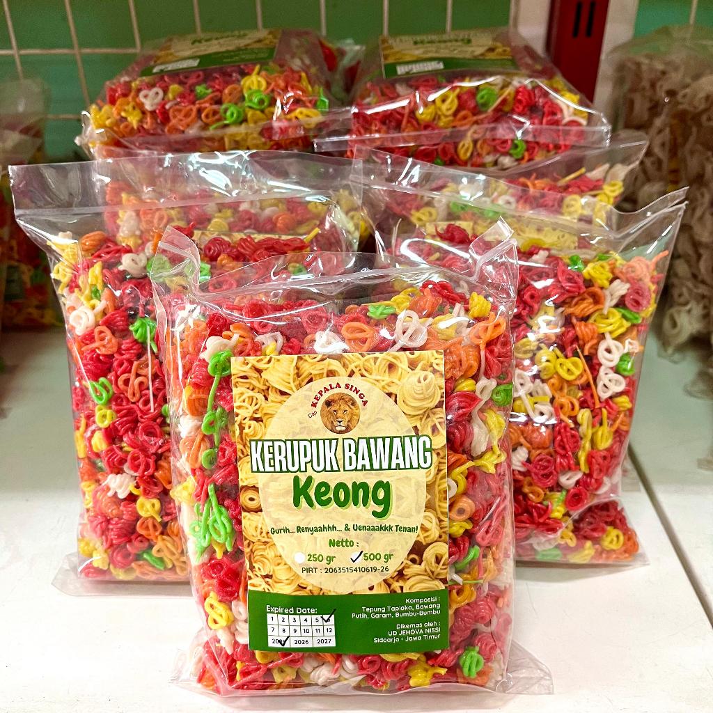 Jual KERUPUK BAWANG MENTAH KEONG UDEL KEPALA SINGA | CAMILAN OLEH OLEH ...