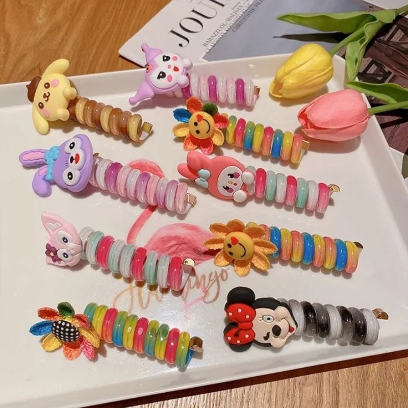 Jual 12 pcs ikat rambut spiral karakter anak karakter kuncir spiral ...