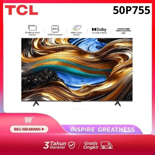 Jual TCL Smart Google TV 50 Inch 50P755 P755 4K UHD Dolby Vision ...