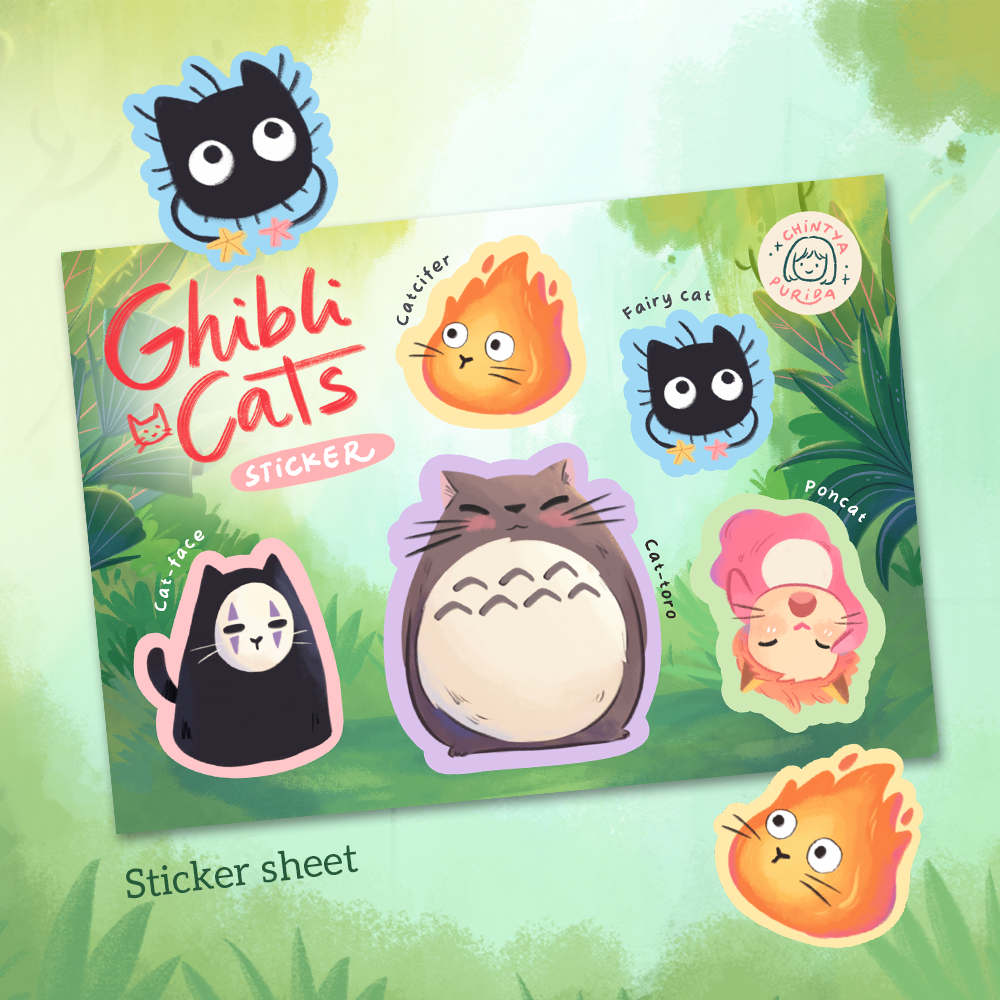 Jual Ghibli Cats Sticker Sheet (A6) | Shopee Indonesia