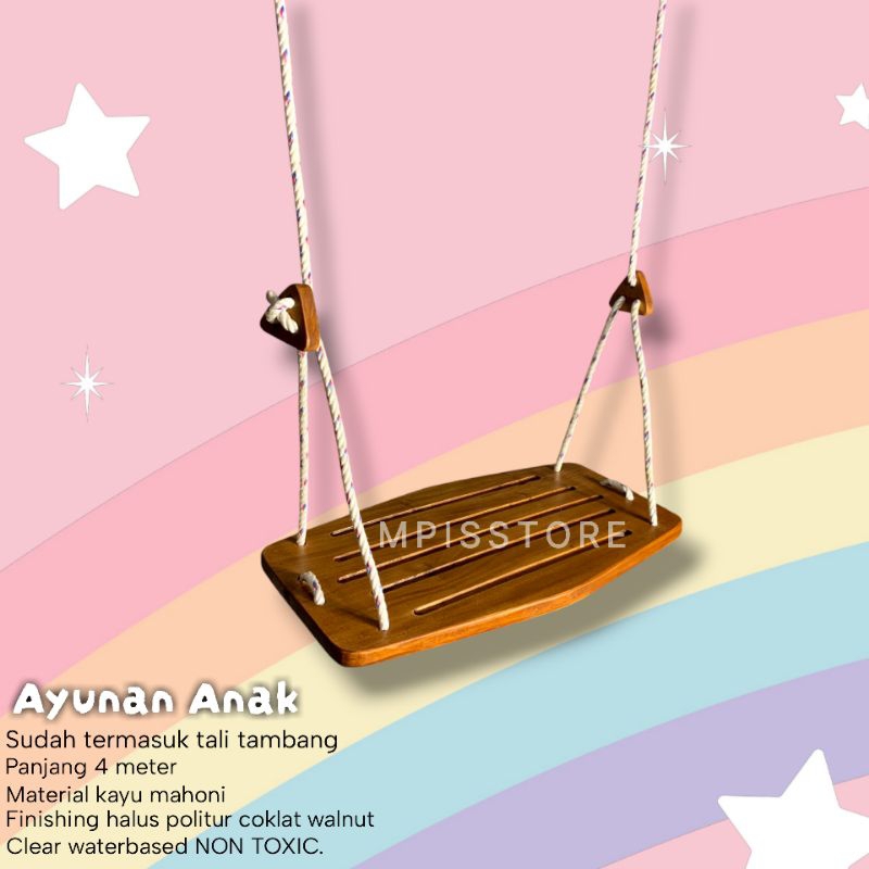 Jual Ayunan anak tali tambang indoor outdoor mainan anak ayunan kayu ...
