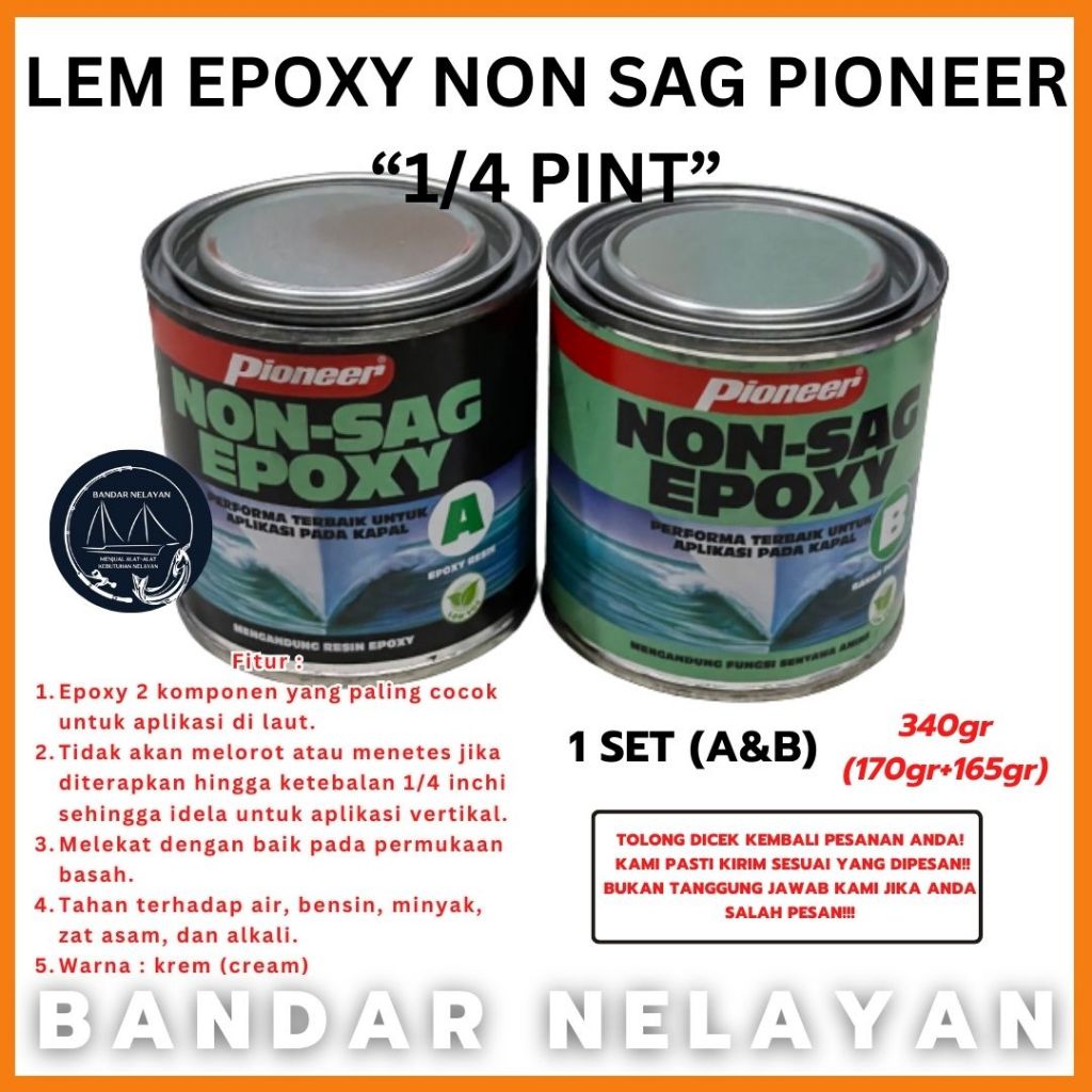 Jual LEM EPOXY PIONEER 2 KOMPONEN NON SAG 340gr (1/4PINT) / LEM ...