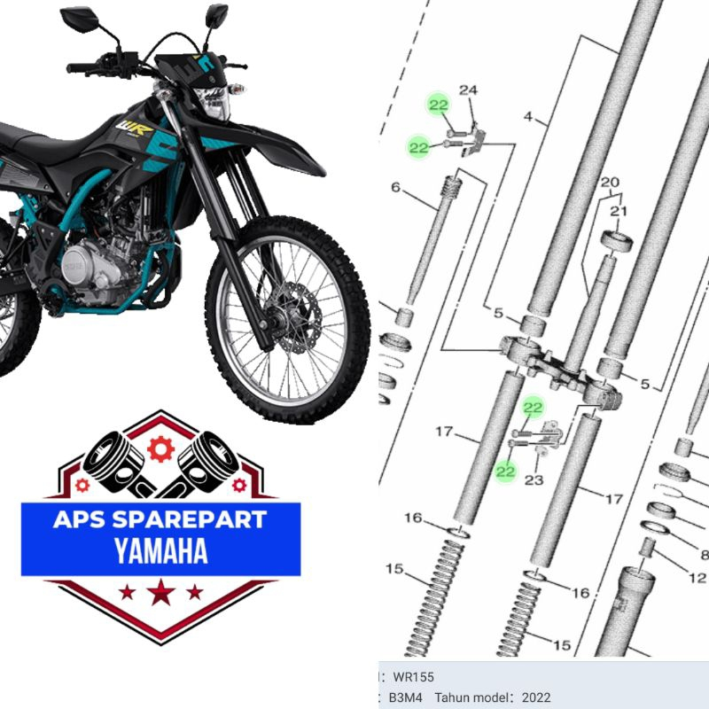 Jual Original baut flange as shock segitiga bawah wr 155 wr155 | Shopee ...