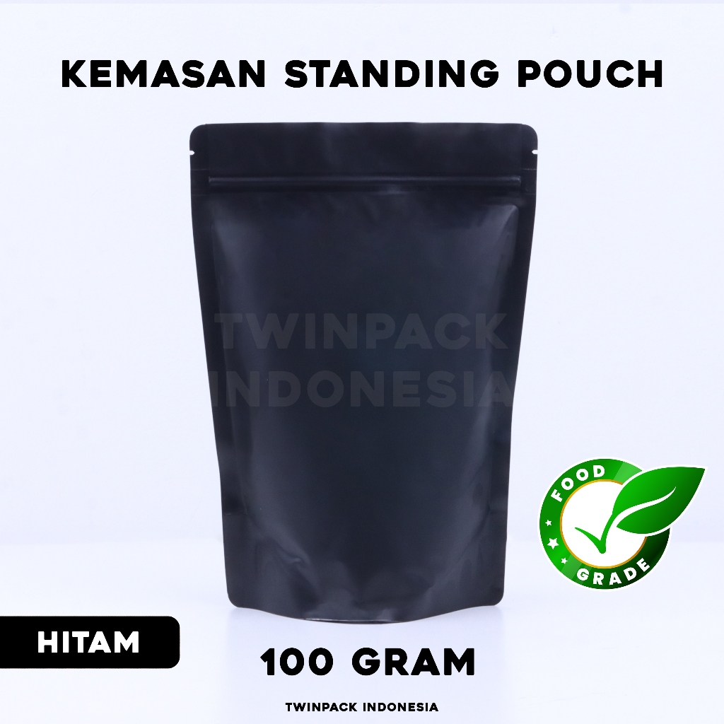 Jual Kemasan Kopi 100 Gram Hitam Standing Pouch Aluminium Foil | Valve ...