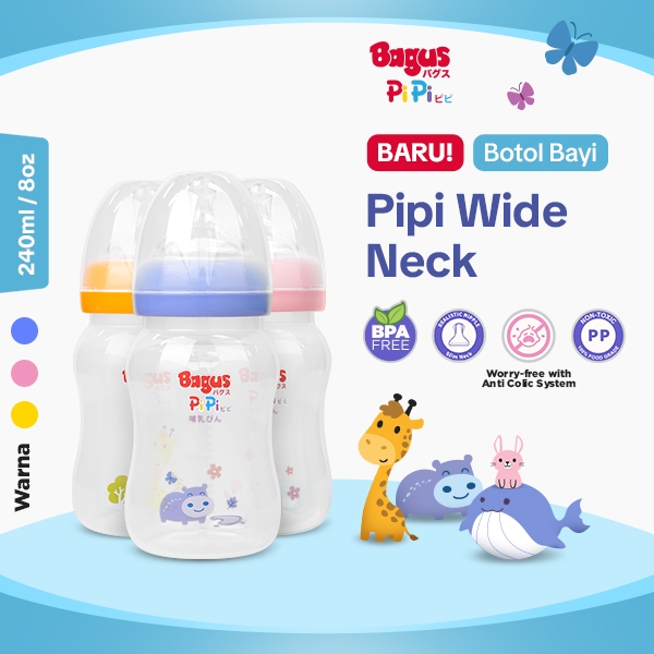 Jual Bagus Pipi Wide Neck Baby Bottle 240 ml (M) - Botol Susu Bayi ...
