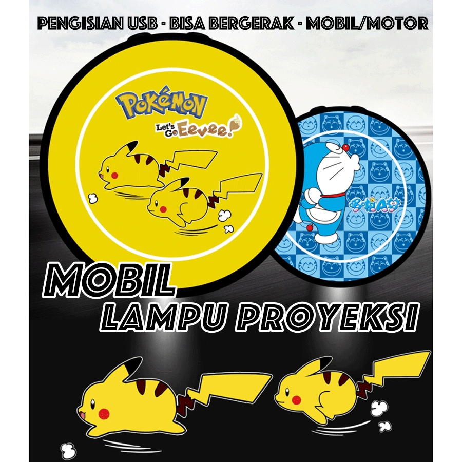 Jual Lampu LED Mobil Proyektor Bayangan Karakter Lampu led mobil motor laser Pikachu Kartun ...