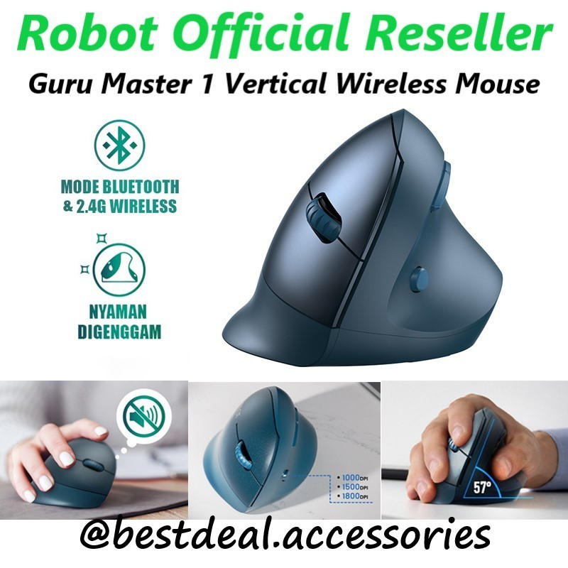 Jual Robot Guru Master 1 Vertical Bluetooth Wireless Mouse (spt ...