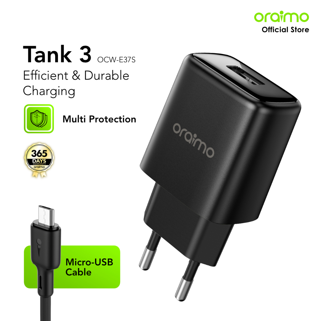 Jual ORAIMO Charger Single Port USB + Kabel Micro USB 1A ORIGINAL OCW ...