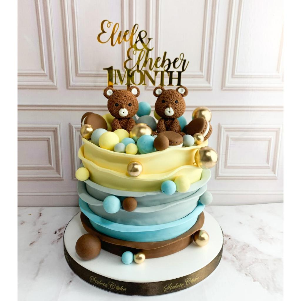 Jual Kue Ulang Tahun/Birthday Cake/Kue Ultah Tema Teddy Bear/One Month/Kue Birthday jakarta ...