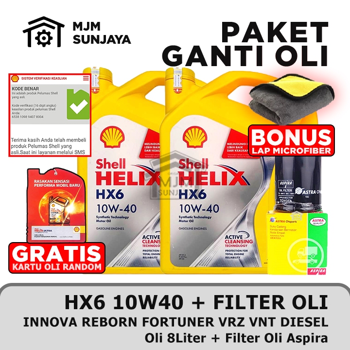 Jual [GRATIS FILTER OLI] PAKET Ganti Oli Mesin Shell Helix HX6 SAE 10W ...