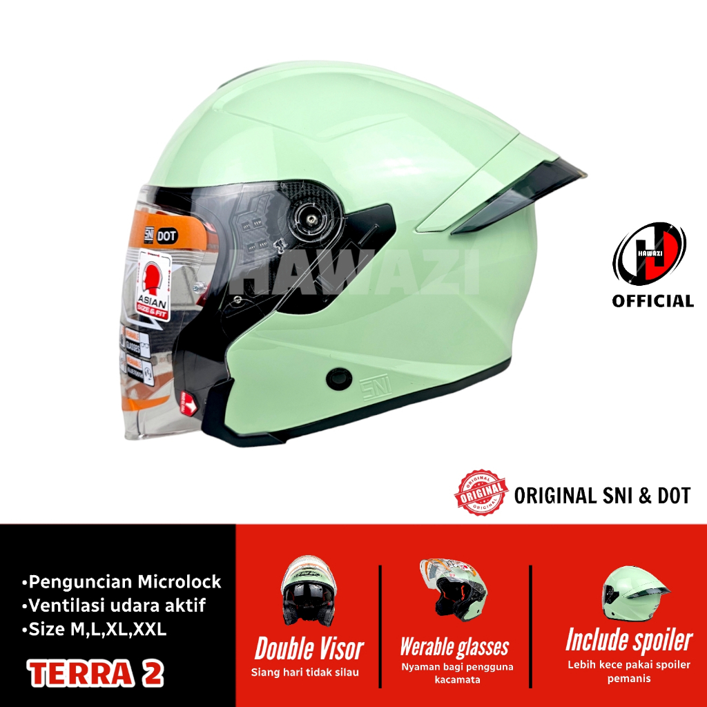 Jual Ink Terra 2 Matcha Green | Helm Half Face Ink Tera 2 Double Visor ...