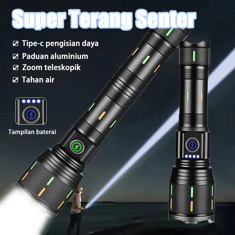 Jual Anbolt M19Pro Senter LED Zoom Sangat Terang Ultra Jarak Jauh Tahan Air 90000 Lumen Senter ...