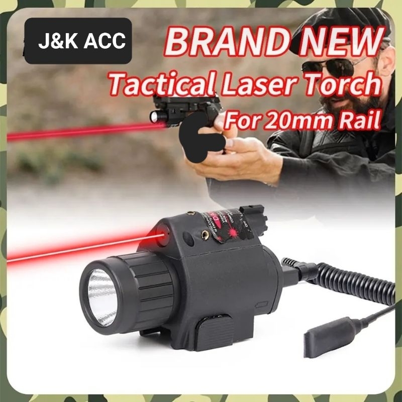 Jual senter led tactical hunting quick release rail mount red dot sight ...