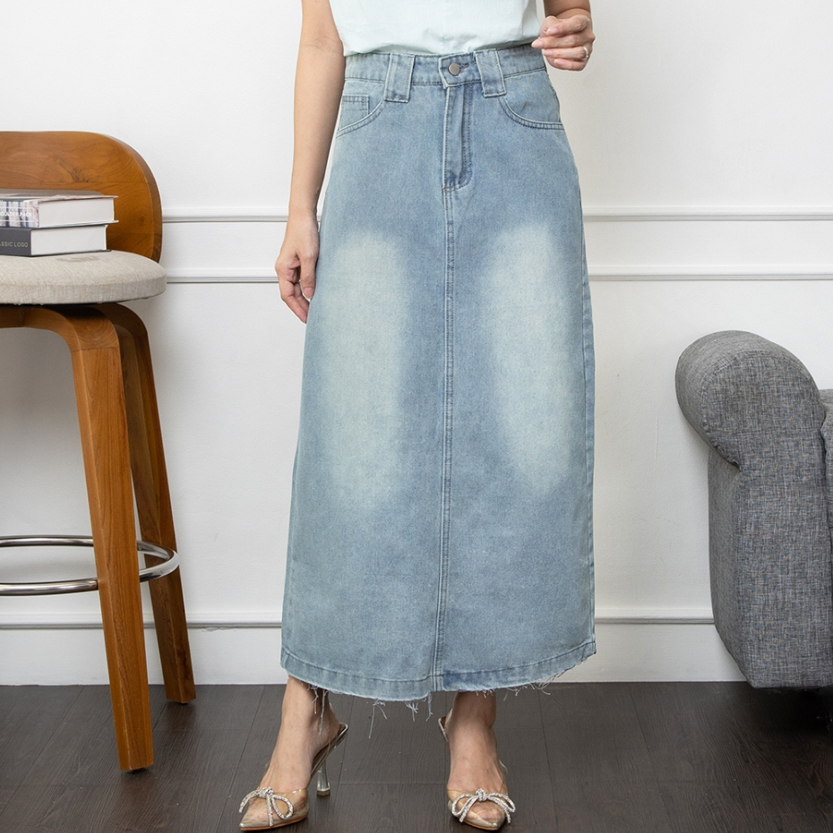 Jual MKY CLOTHING ROK JEANS BASIC SLIT UNFINISHED | Shopee Indonesia