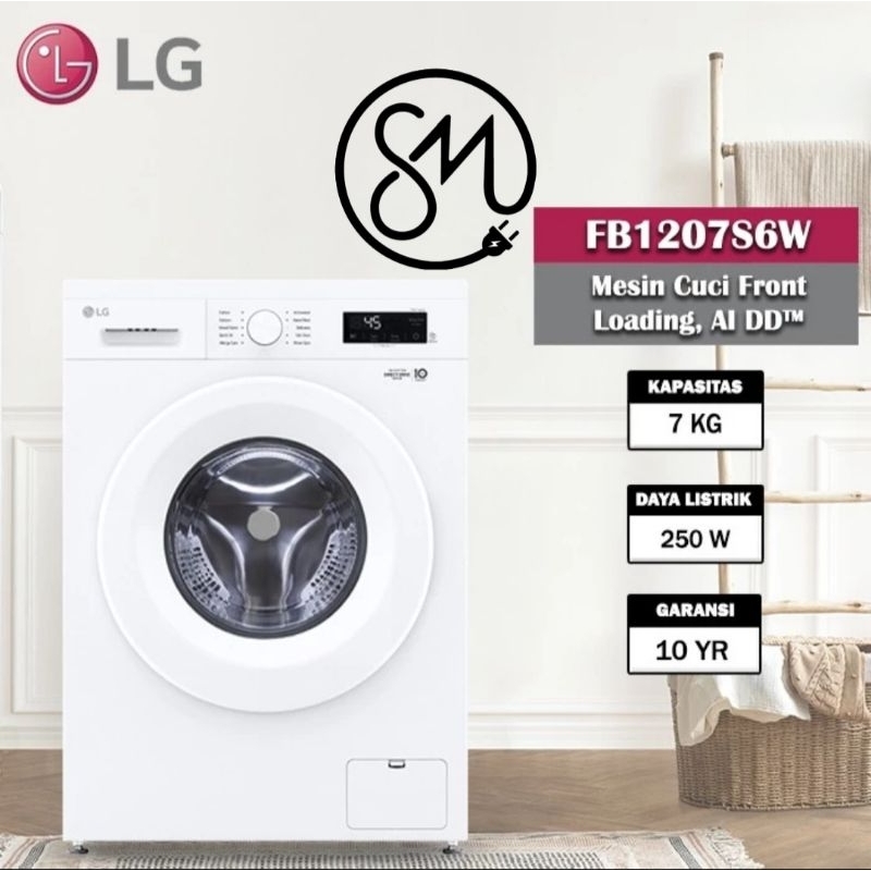 Jual Mesin cuci LG Front Loading FB1207S6W 7 kg bukaan depan | Shopee ...