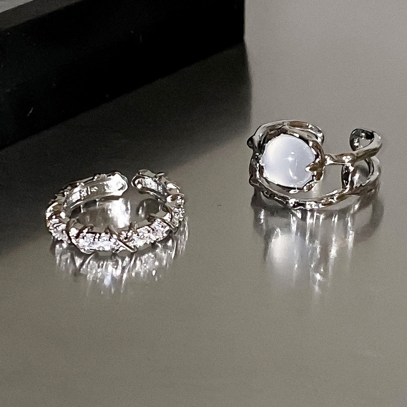 Jual Cincin batu bulan desain khusus untuk wanita, cincin terbuka kelas ...