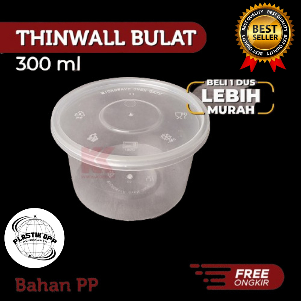 Jual Thinwall BULAT 300ml + tutup ISI 10 PCS cup puding pudding / BOWL mangkok plastik 300 ml ...