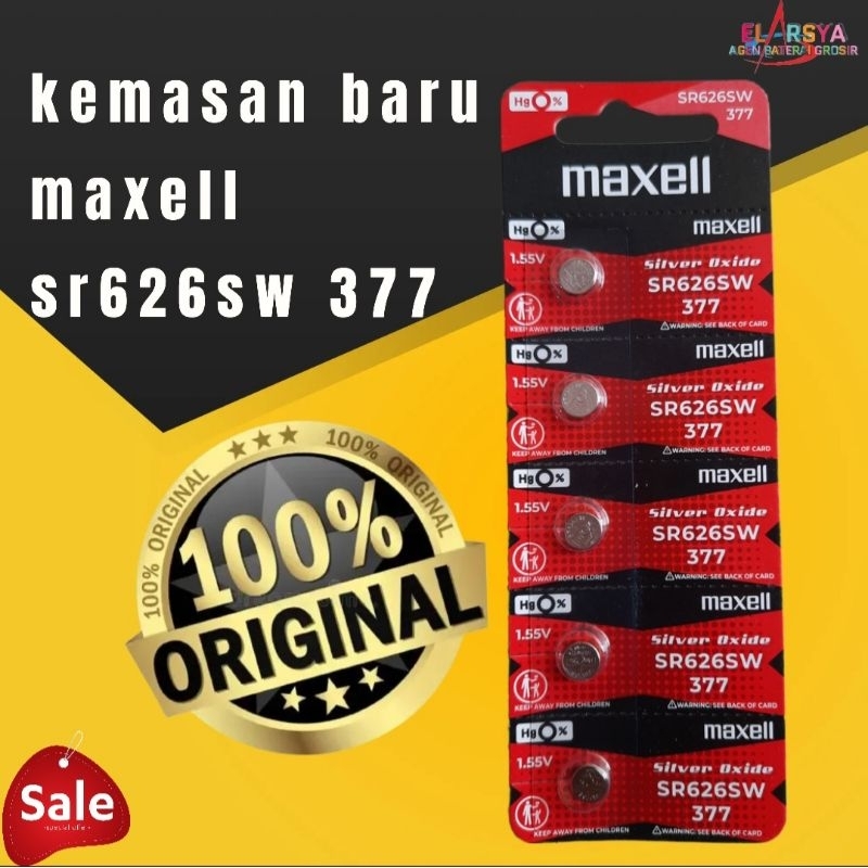 Jual Baterai Maxell SR626SW 377 Original Batrai SR626 LR66 L626 AG4 ...