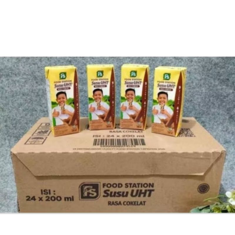 Jual susu uht food station rasa coklat | Shopee Indonesia