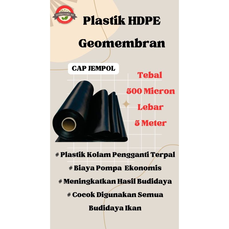 Jual Geomembran HDPE CAP JEMPOL Tebal 500 Micron Lebar 5 Meter | Shopee ...