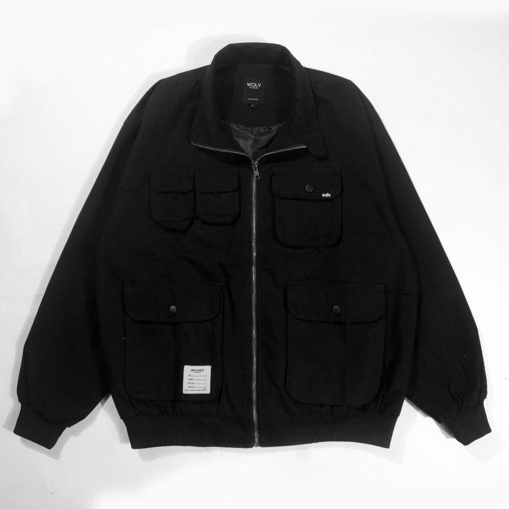 Jual Stalker - Jacket bomber Maverick pria hitam distro tebal kanvas ...