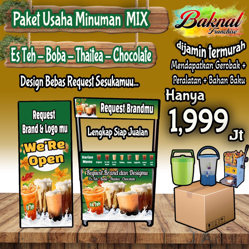 Jual FRANCHISE/PAKET USAHA MINUMAN MIX (Es teh, Boba, Thaitea, coklat ...