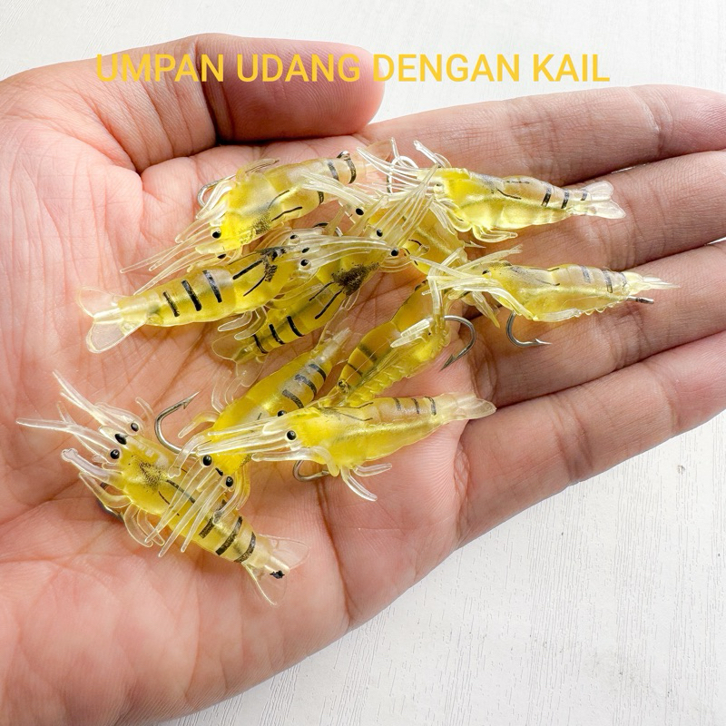 Jual Soft Lure Umpan Pancing Udang Tiruan (4cm) Sudah Terpasang Kail ...