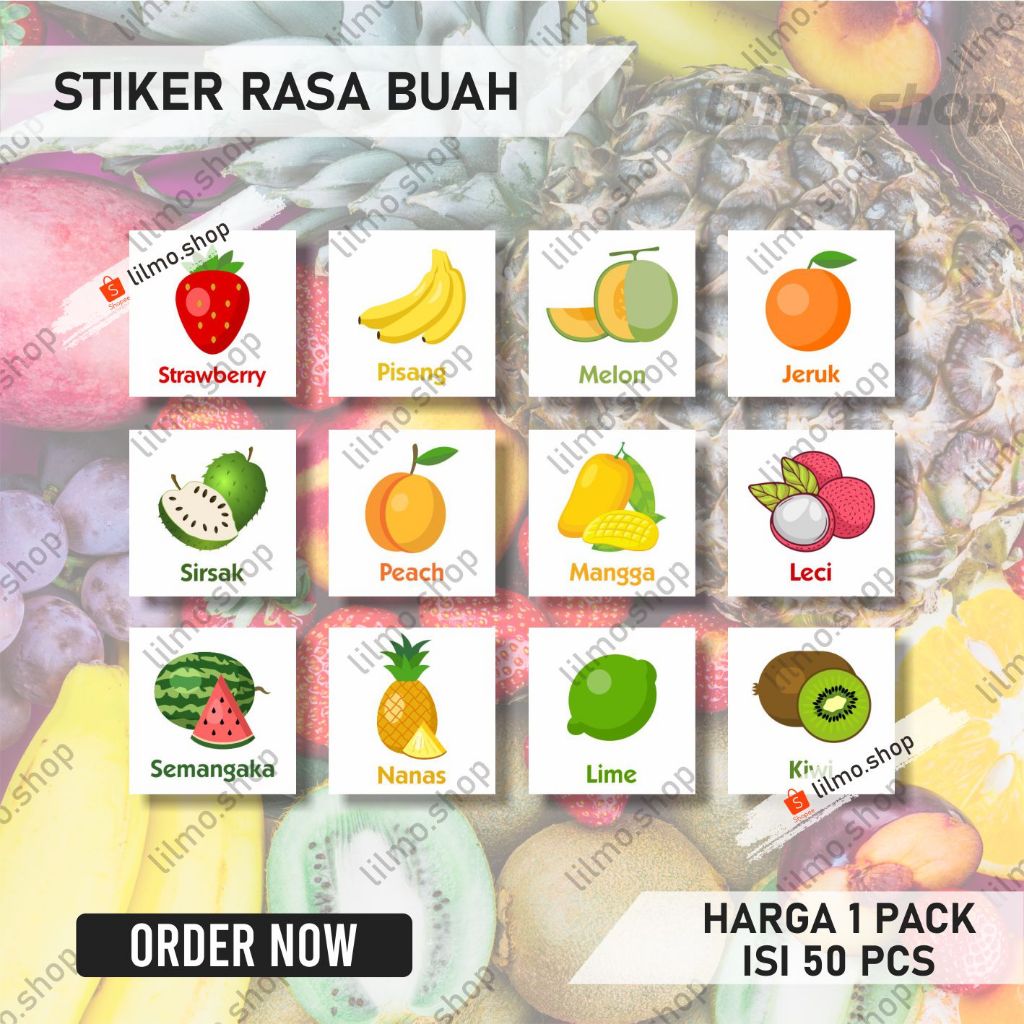 Jual (HARGA 1 PACK ISI 45 PCS) Stiker Rasa Buah, Label Rasa Buah ...