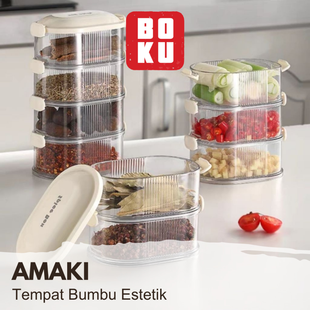 Jual |BOKU| AMAKI Kotak Makanan Bumbu Dapur BPA FREE Toples Bawang Food ...